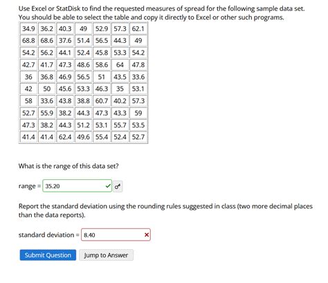 Solved Use Excel Or Statdisk To Find The Requested Measures