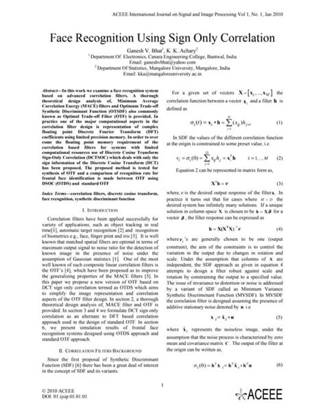 Face Recognition Using Sign Only Correlation Pdf