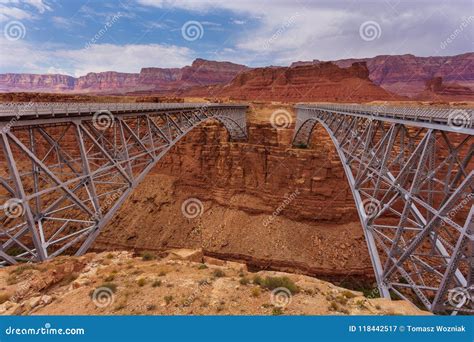 Historic Navajo Bridge Spans Marble Canyon In Northern Arizona