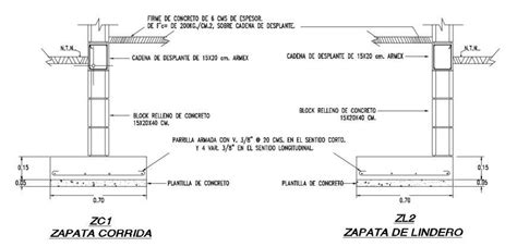 2d View Of Foundation Footing Structure Dwg File Cadbull