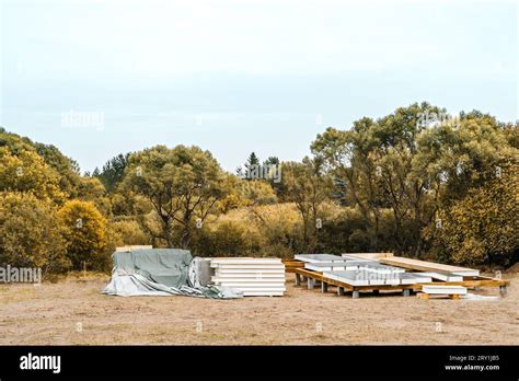 Building Construction Of Wooden Frame House Made Of SIP Structural Insulated Panels OSB