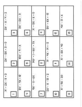 Quadratic Formula Matching Activity By Numbers And Sense TPT
