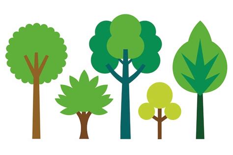 Premium Vector A Series Of Different Trees With Different Colors And