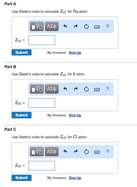 Solved Part A Use Slaters Rules To Calculate Zeff For Na