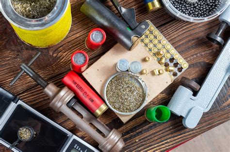 Premium Photo Shotgun Shells Reloading Process With Special Reload Equipment