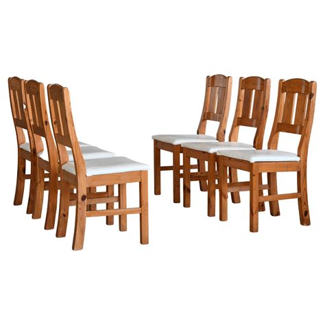 Set Of Six Danish Oak Dining Chairs With Leather Cushions 1930s For
