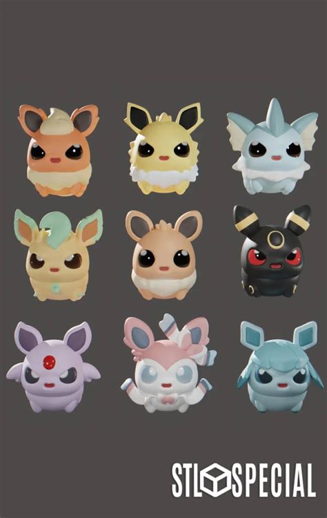 Eevee Evolution Chibi Pack Stl Stlspecial