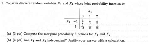 solved 1 consider discrete random variables xi and x2 whose