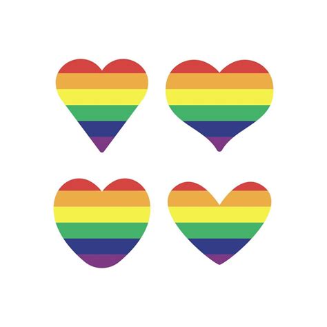 Lgbt Rainbow Flag In Hearts Shape Gay Lesbian Bisexual Trans Queer Pride Love Symbol Of