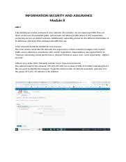 INFORMATION SECURITY AND ASSURANCE M Docx INFORMATION SECURITY AND ASSURANCE Module LAB