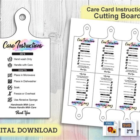 Cutting Board Care Printable Etsy