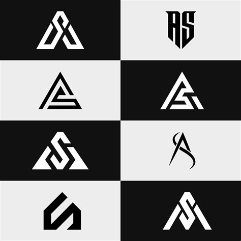 Letter A S Monogram Logo Set Stylish Typography Collection Design