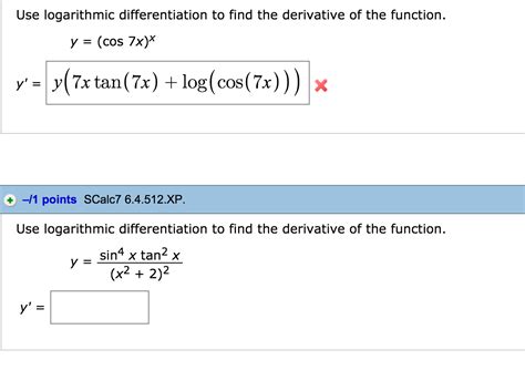 solved use logarithmic differentiation to find the