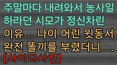 사이다사연 며느리 부려먹던 시모를 나이 어린 윗동서가 고쳐놨어요 사이다썰 미즈넷사연 응징사연 반전사연 참교육사연 라디오사연 핵사이다사연 레전드사연 Youtube