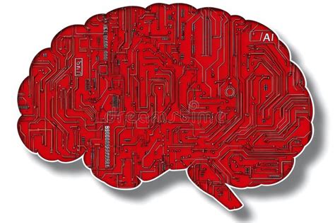 Red Digital Brain Complex Circuitry Patterns Illustrating Artificial Intelligence Neural