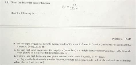 solved 9 9 ﻿given the first order transfer