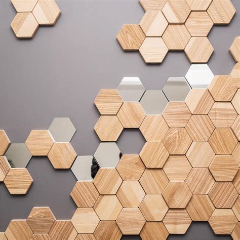 Wood Hexagon Wall Art Decor Geometric Panels Sculpture Etsy