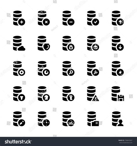 Database Data Center Icon Set Vector Stock Vector Royalty Free 736843567 Shutterstock