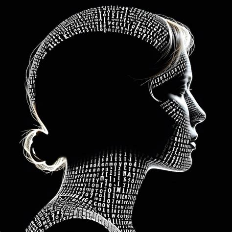 Algorithmic Silhouette Human Form In Words And Codes Premium Ai Generated Image
