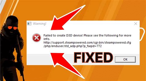 Fix Counter Strike 2 Cs2 Failed To Create D3d Device Error Youtube