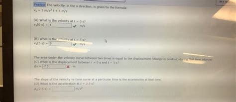 Solved The Velocity In The X Direction Is Given By The Chegg Com