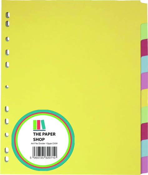 File Dividers A4 10 Part Extra Wide Folder Dividers Extra For Ring Binders And Lever Arch Files