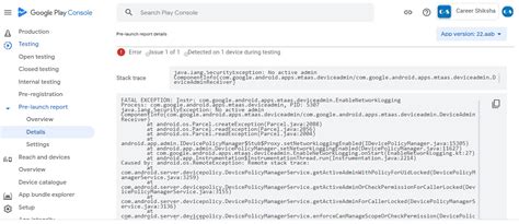Crash Error During Pre Lauching Report In Google Play Console MIT App Inventor Help MIT
