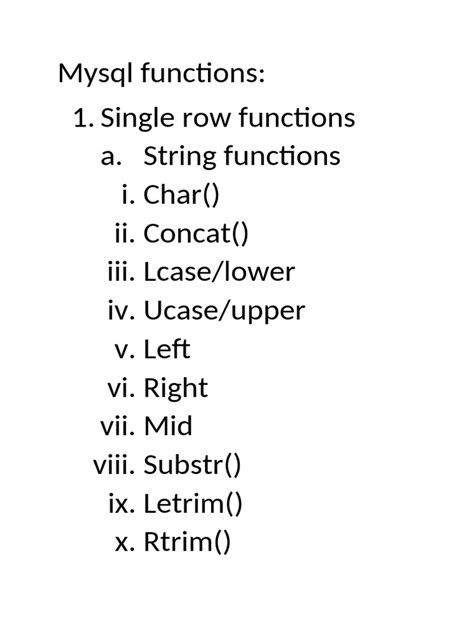 Mysql Functions Pdf