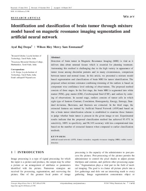 pdf identification and classification of brain tumor from mri with