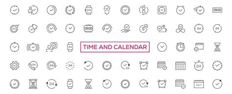 Time And Clock Calendar Timer Line Icons Vector Linear Icon Set 42056600 Vector Art At Vecteezy