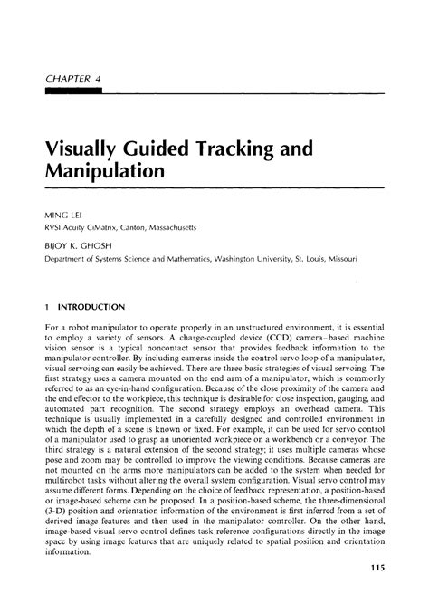 Chapter Using Active Deformable Models In Robotic Visual Servoing Control In Robotics And