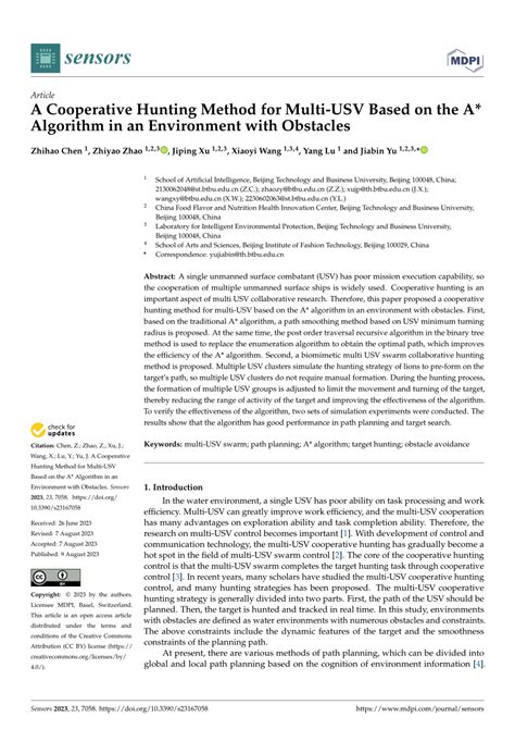 Pdf A Cooperative Hunting Method For Multi Usv Based On The A Algorithm In An Environment