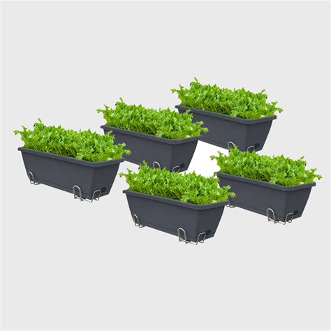 495cm Black Rectangular Vegetable Herb Flower Planter Box Set Of 5