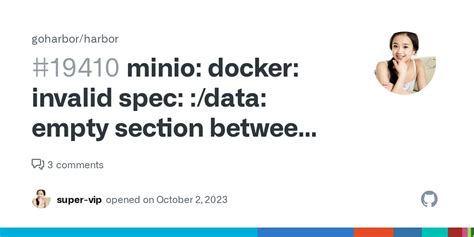 minio docker invalid spec data empty section between colons