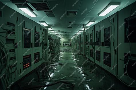 Premium Photo Server Room With Servers Affected By A Flooding Emergency