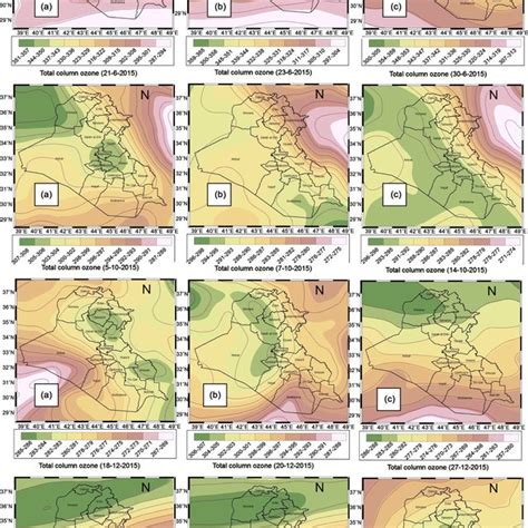 Monthly Average Contour Maps A Total Column Ozone Tco3 And B