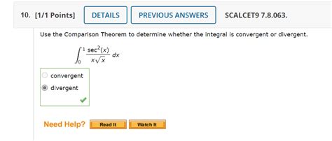 Solved Use The Comparison Theorem To Determine Whether The