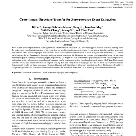 Cross Lingual Structure Transfer For Zero Resource Event Extraction