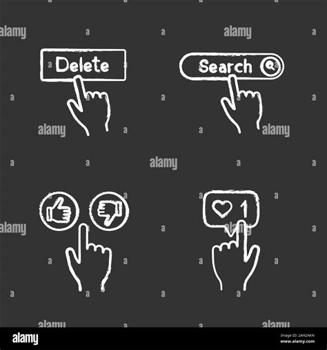 App Buttons Chalk Icons Set Click Delete Search Like And Dislike