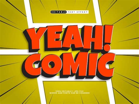 Premium Vector Yeah Comic Editable Text Effect In Comic And Cartoon Text Style