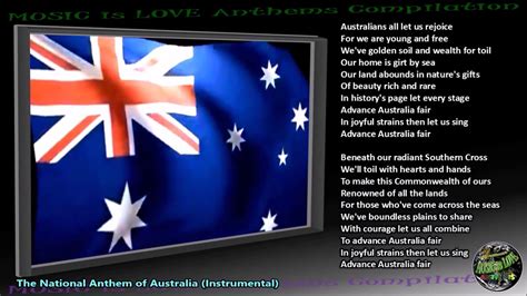 Australia National Anthem Advance Australia Fair Instrumental With