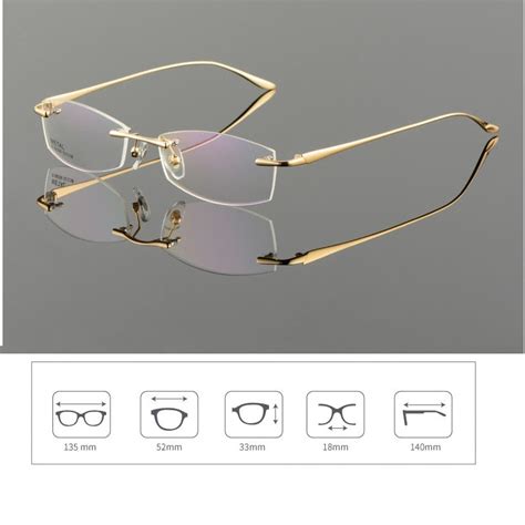 Vazrobe Gold Glasses Frame Men Eyeglasses Rimless Spectacles Man For P