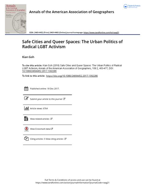 2018 Safe Cities And Queer Spaces The Urban Politics Of Radical