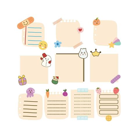 Cartoon Task Planners Cute Paper Sticky Notes Banners To Do List Or