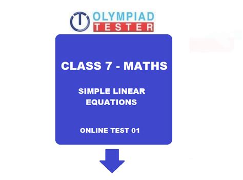 Class 7 Imo Prep Simple Linear Equations Test 01 Olympiad Tester