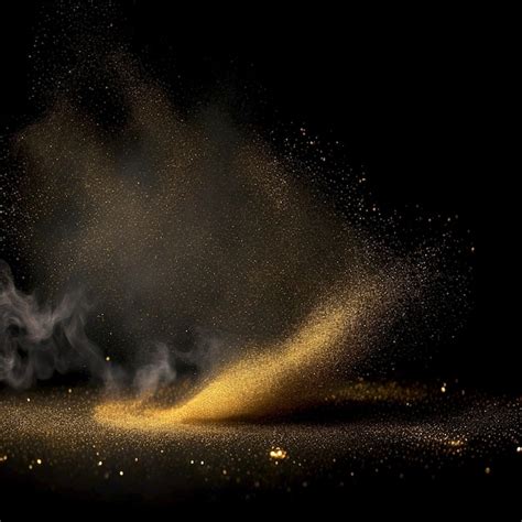 Premium Photo | Golden Glitter Dust Smoke on Black Background