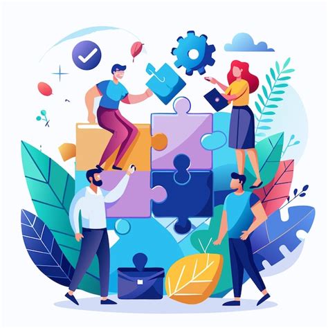 Teamwork Collaborating To Build A Successful Puzzle Together Premium Ai Generated Vector