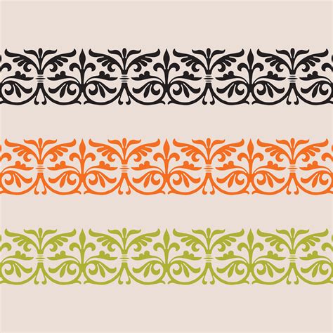 A Set Of Four Different Colored Repeated Seamless Border Pattern