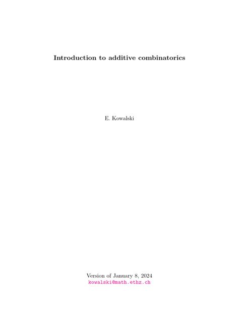 Introduction To Additive Combinatorics Pdf