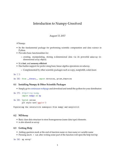 Introduction To Numpy Pdf